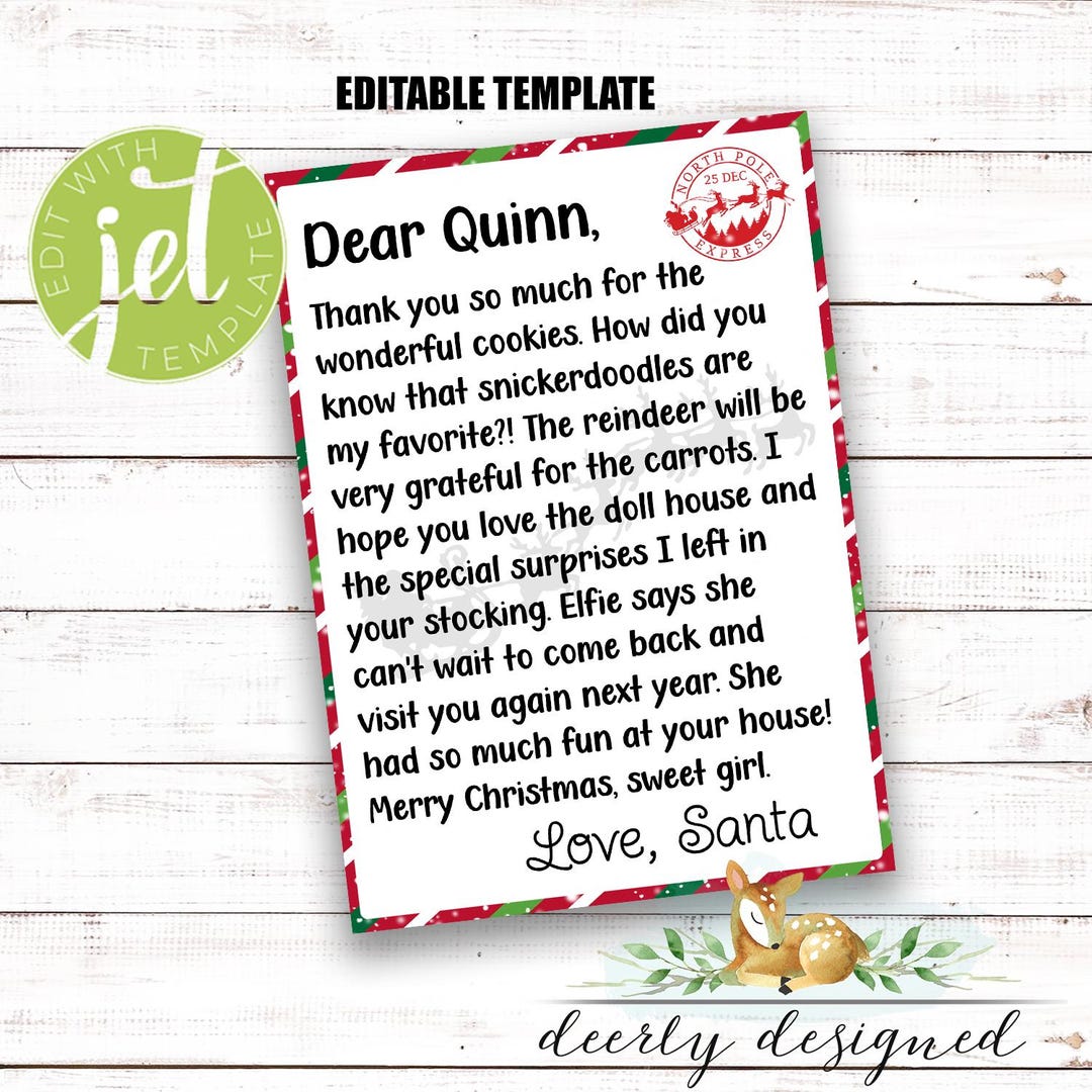 EDITABLE Note From Santa Letter From Santa Thank You From Santa Thank ...
