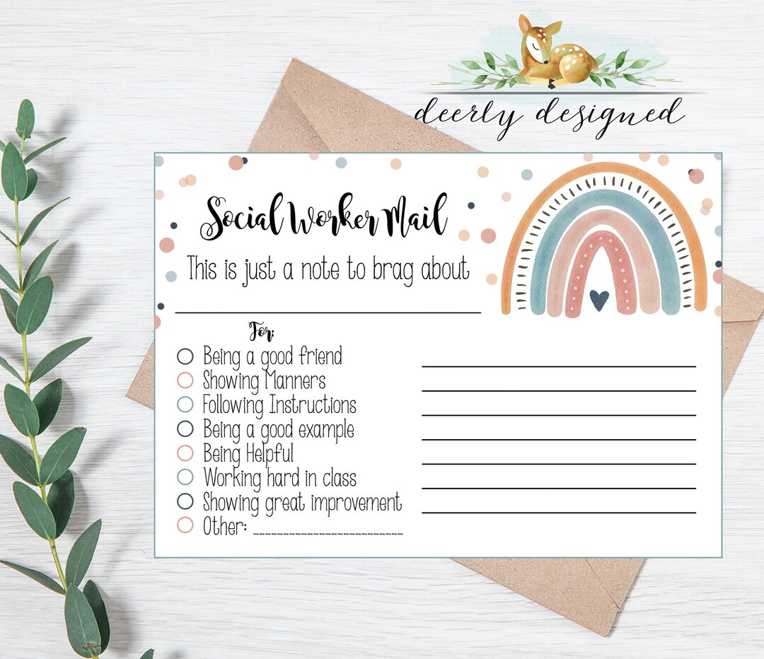 Social Worker Mail- Positive Praise Affirmation - Report - Good Report ...