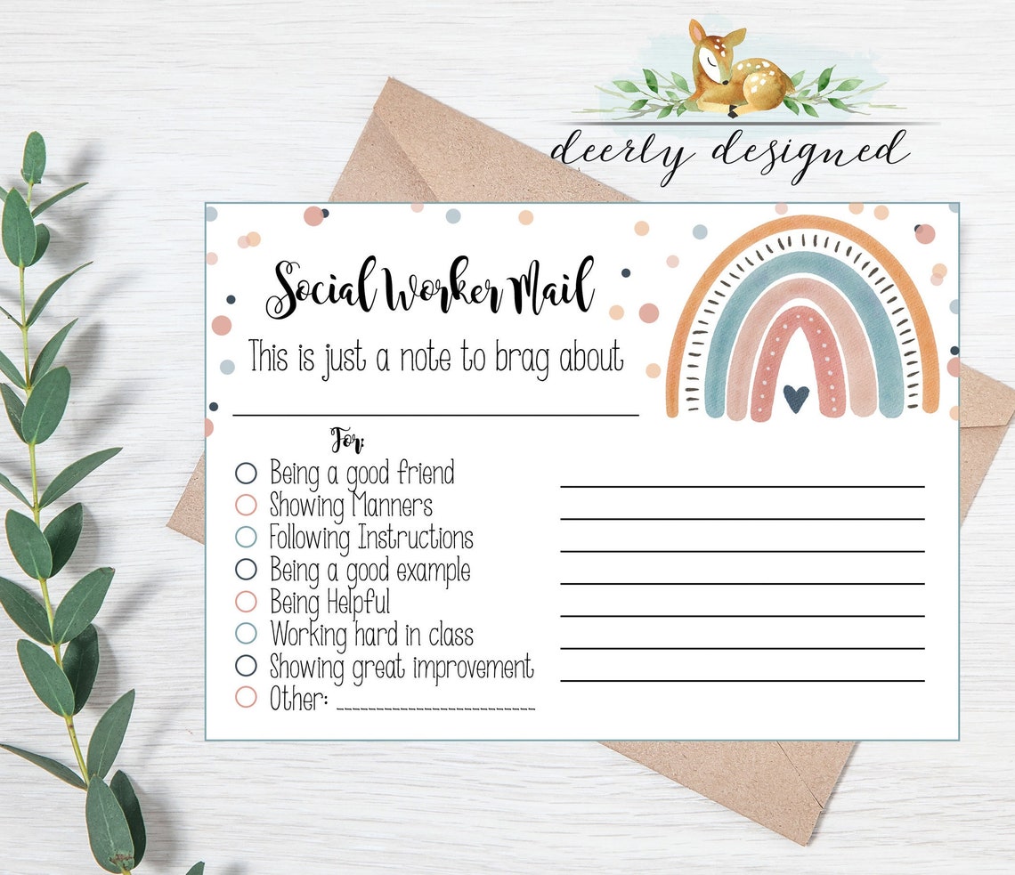 Social Worker Mail- Positive Praise Affirmation - Report - Good Report ...