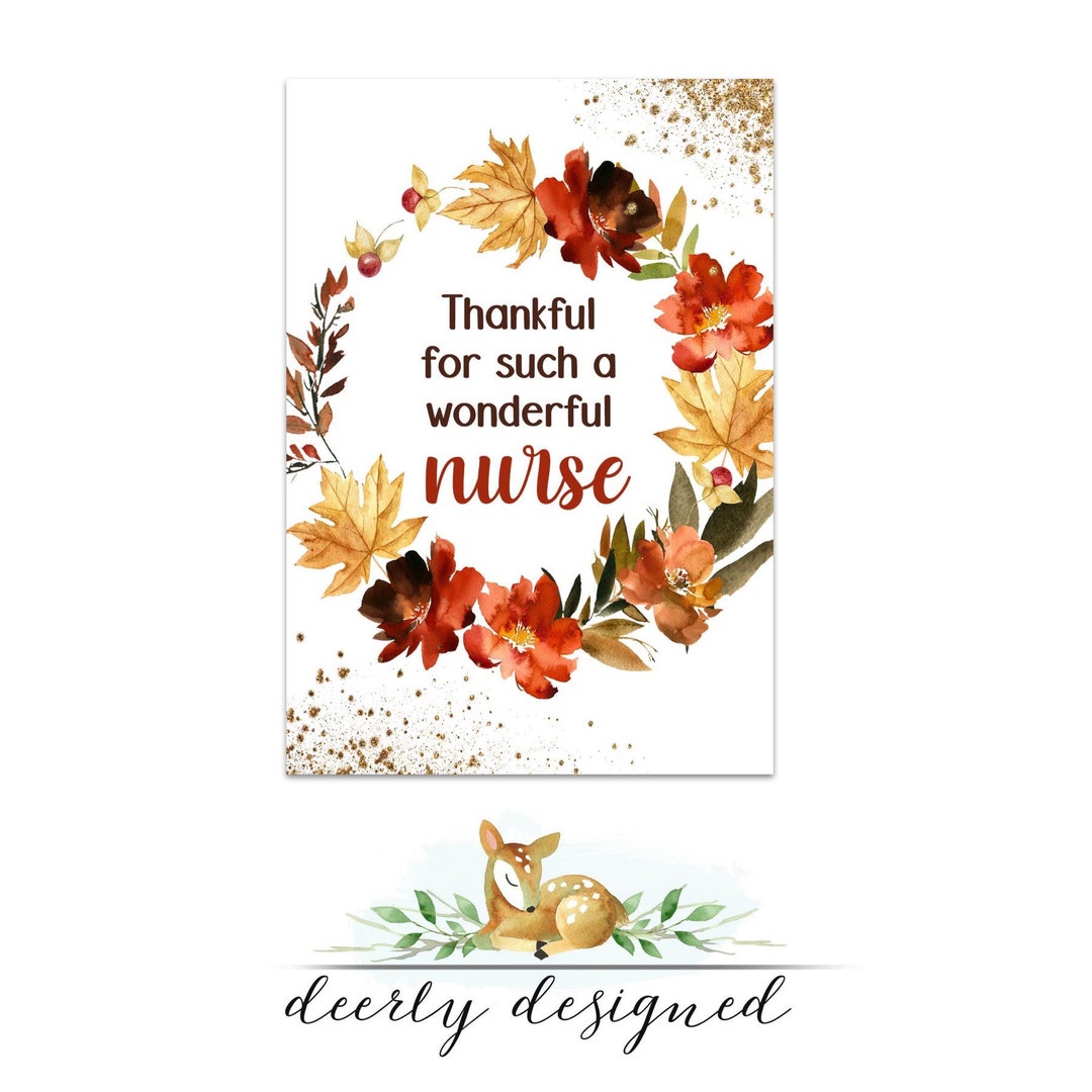 Thankful for Nurse Gift Tag Printable - Fall Thankful Printable - Nurse ...