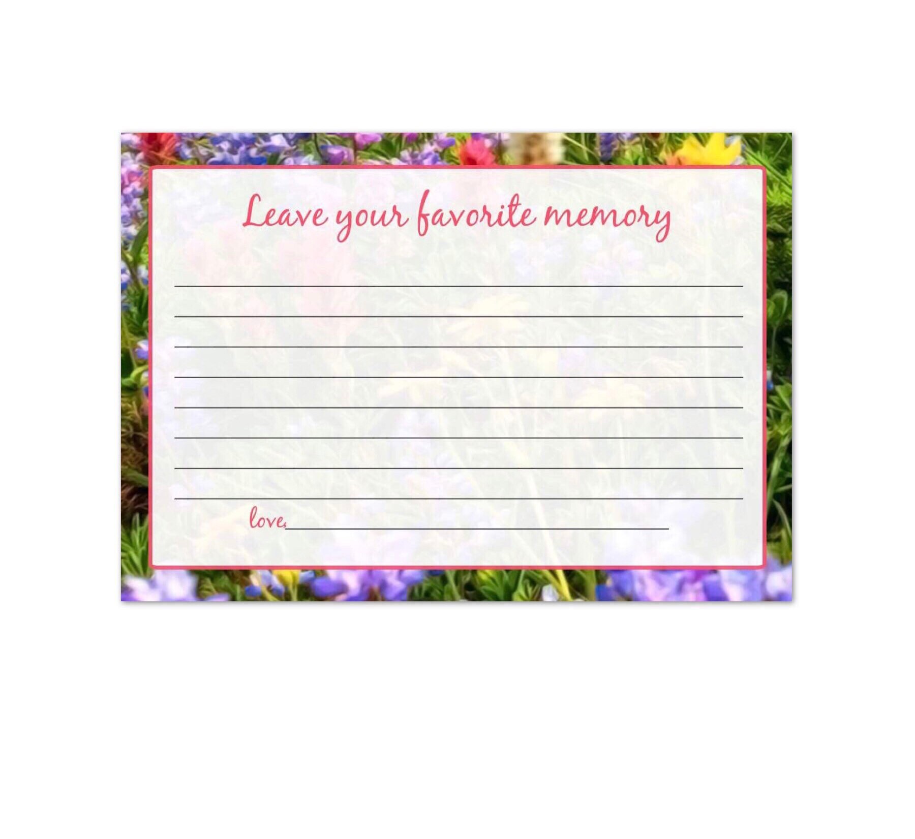 Leave A Memory Funeral Memory Card Instant Download - Etsy