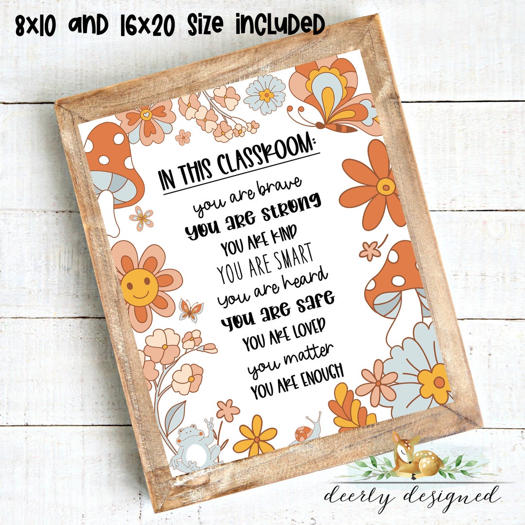 Retro Classroom Groovy Decor Motivational Poster Sign - Retro Groovy ...