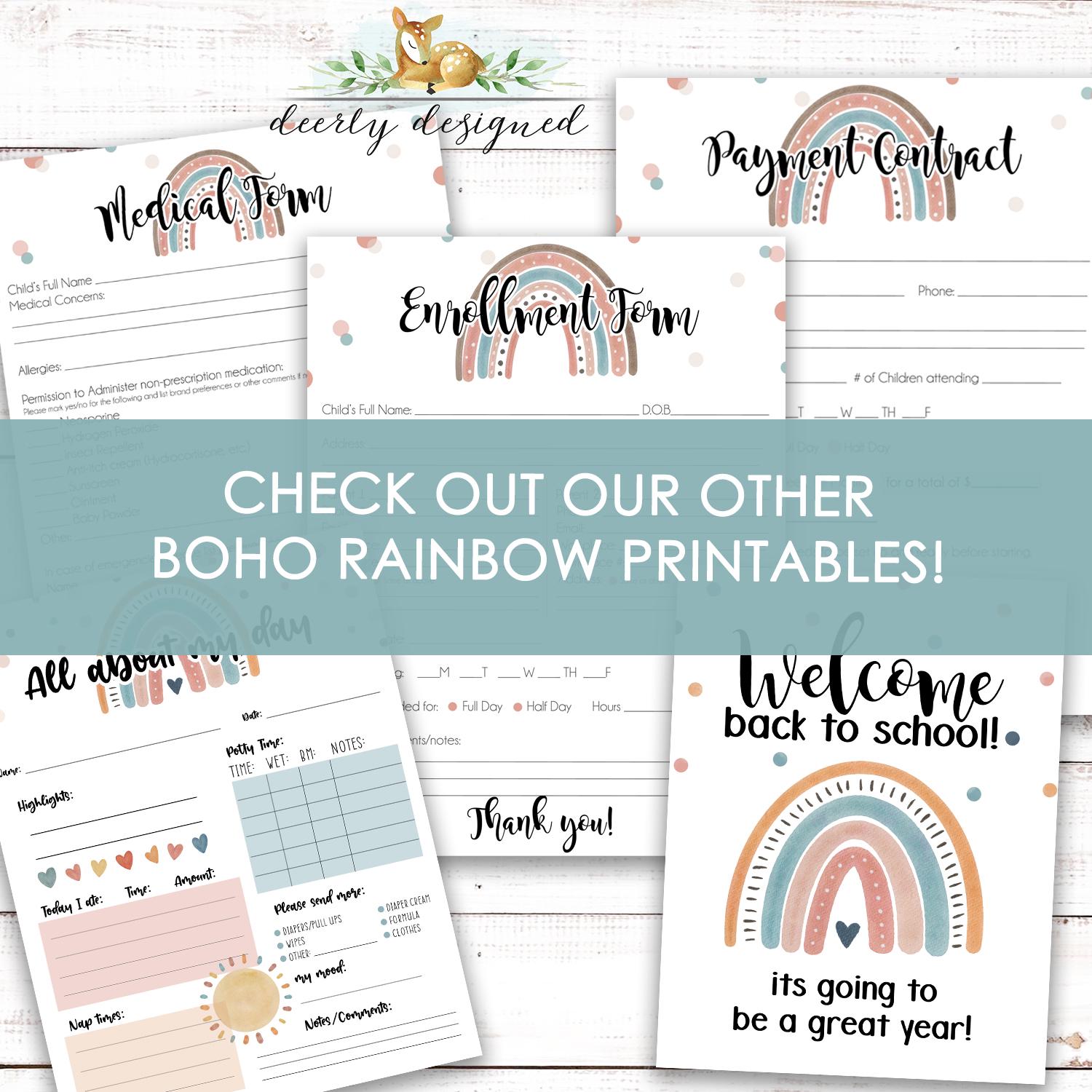 Boho Rainbow Sign in / Sign Out Sheet Daycare Sign in Sheet - Preschool ...