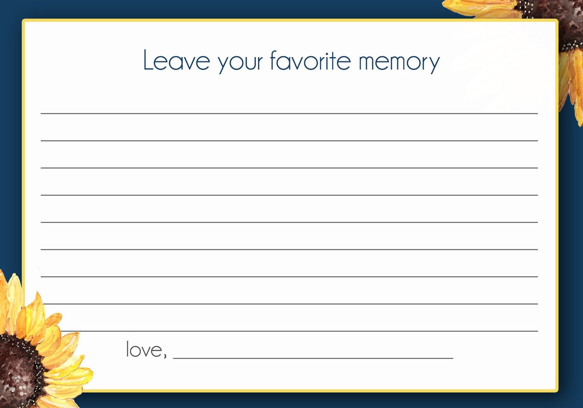 Leave A Memory Funeral Memory Card Instant Download - Etsy