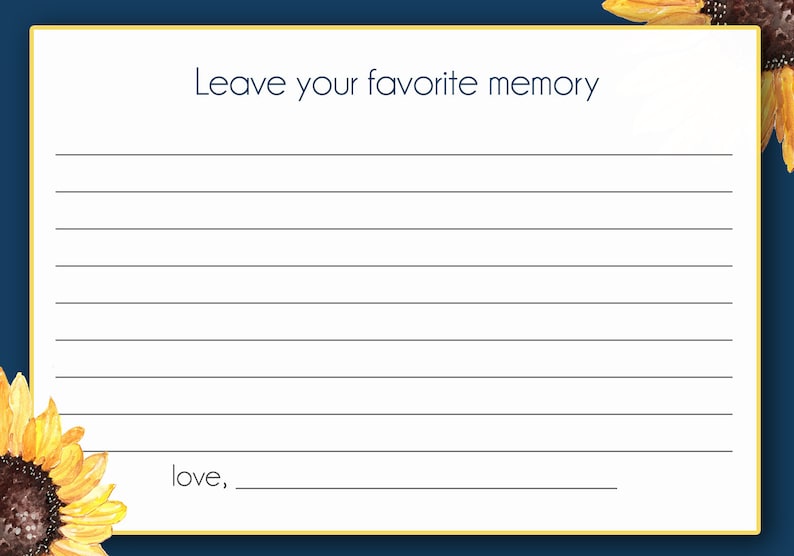 Leave A Memory - Funeral Memory Card - Instant Download Printable ...