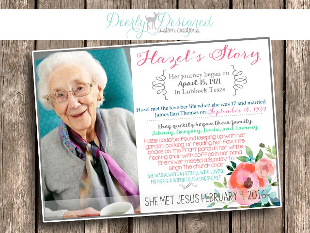 Funeral Celebration of Life Keepsake Card - Unique Celebration of Life ...