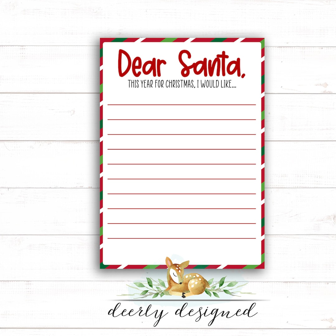 Dear Santa Christmas List Printable - Santa Wish List - Santa Mail ...