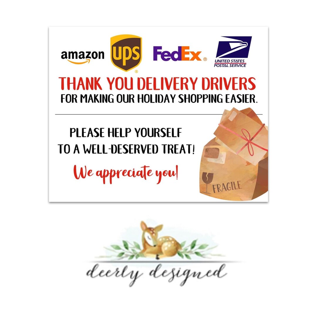 Delivery Driver Mailman Thank You Printable - Goodie Basket Thank You ...