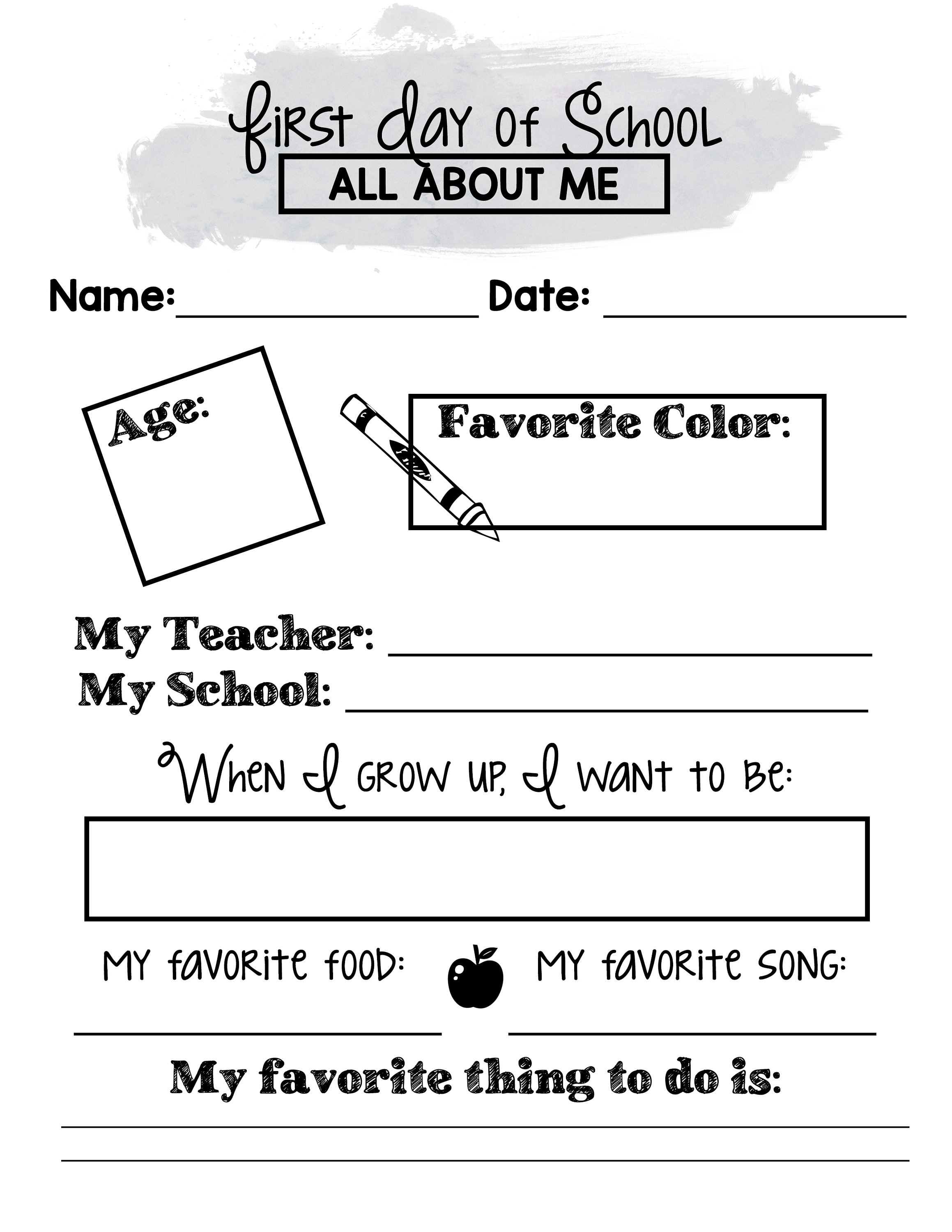 All About Me Template Teacher