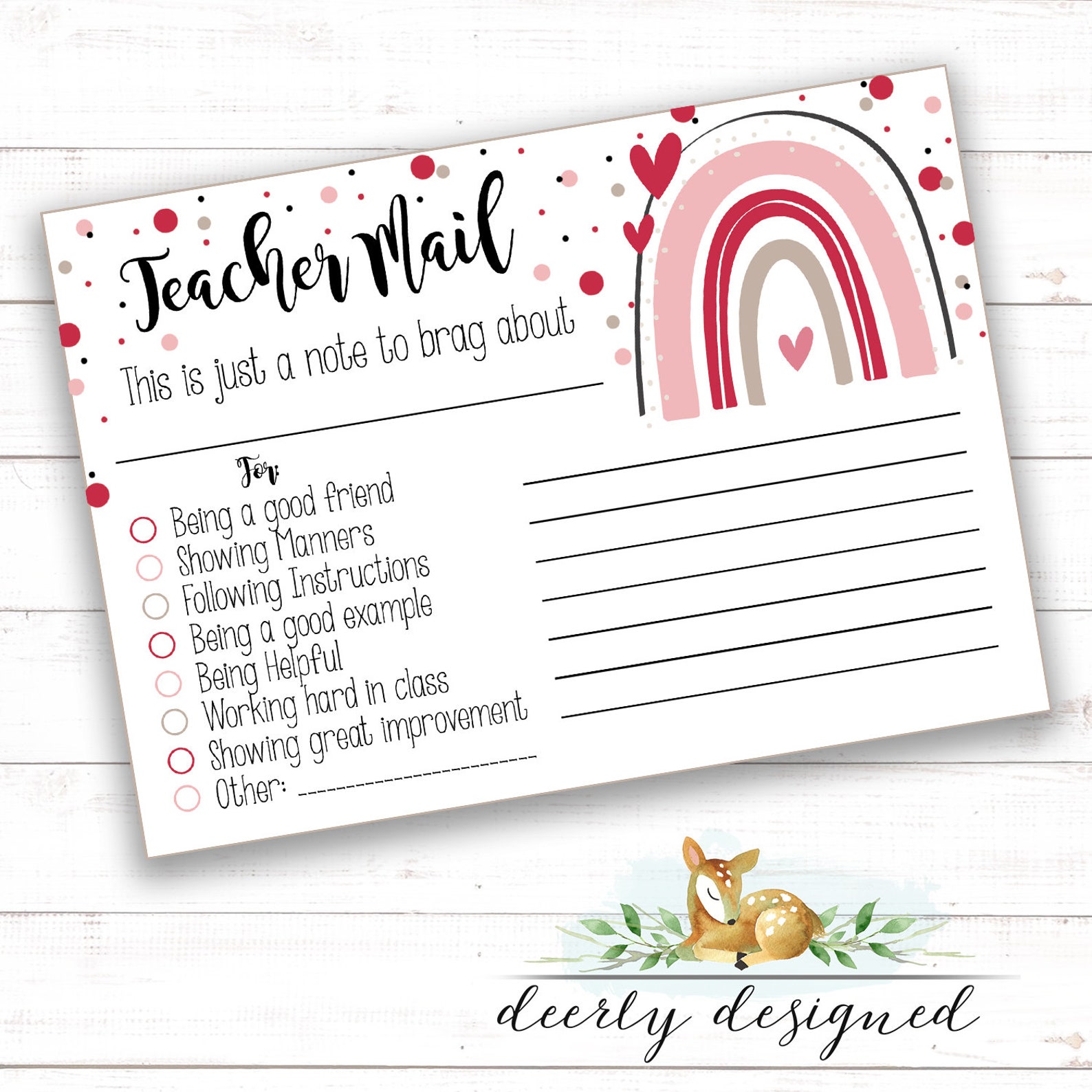 Valentine Teacher Mail - Praise Note From the Teacher - Teacher Report ...