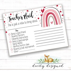 Valentine Teacher Mail Praise Note From the Teacher - Etsy