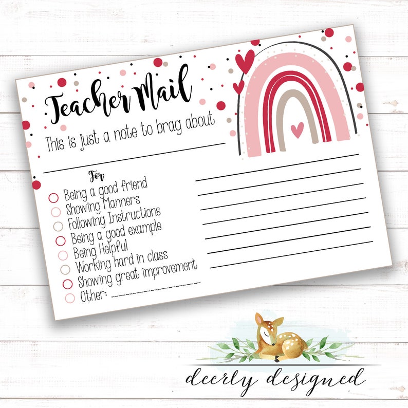 Valentine Teacher Mail Praise Note From the Teacher - Etsy