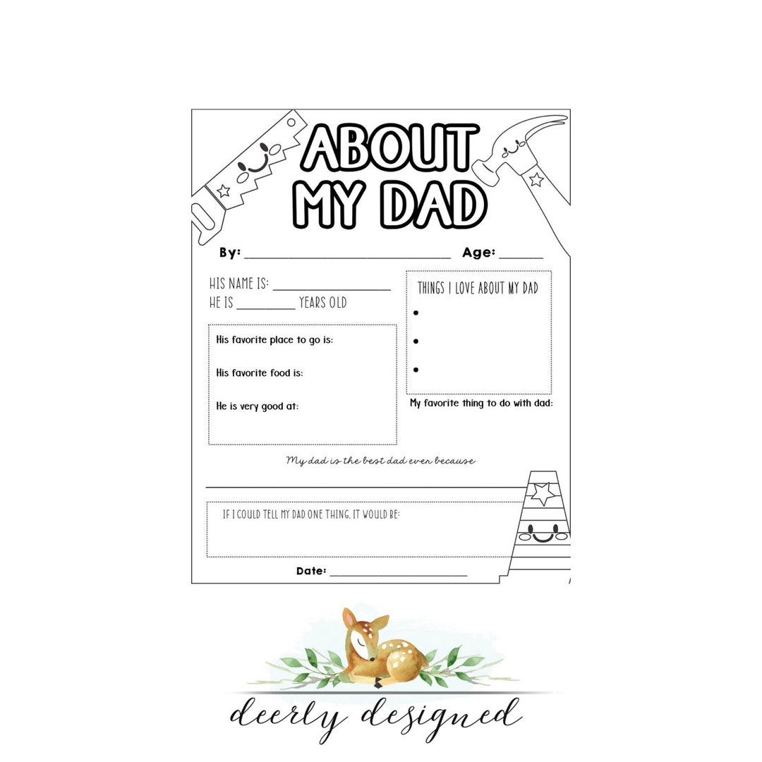 Fathers Day Interview Questions Gift - DIY Coloring Page- Father's Day ...