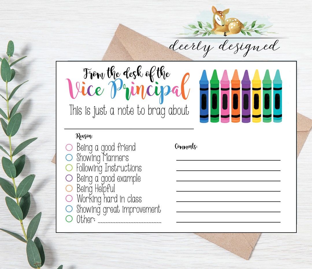 Vice Principal Printable - Note From Principal - From Principal Office ...