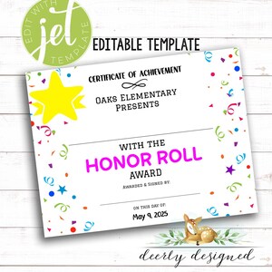 Editable School Award Certificate Template: Graduation, Preschool ...