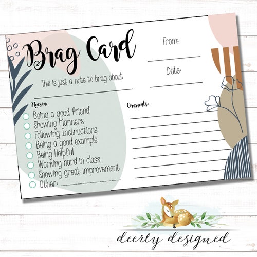 Boho Brag Card Teacher Mail School Counselor Principal Note - Etsy
