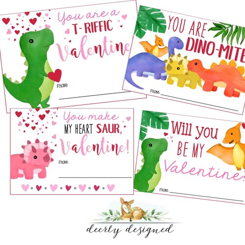 Dinosaur Valentine's Card Personalized Valentine Dino - Etsy