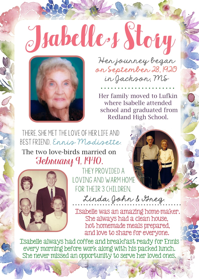 Double Sided Funeral Memorial Service Program Obituary in | Etsy