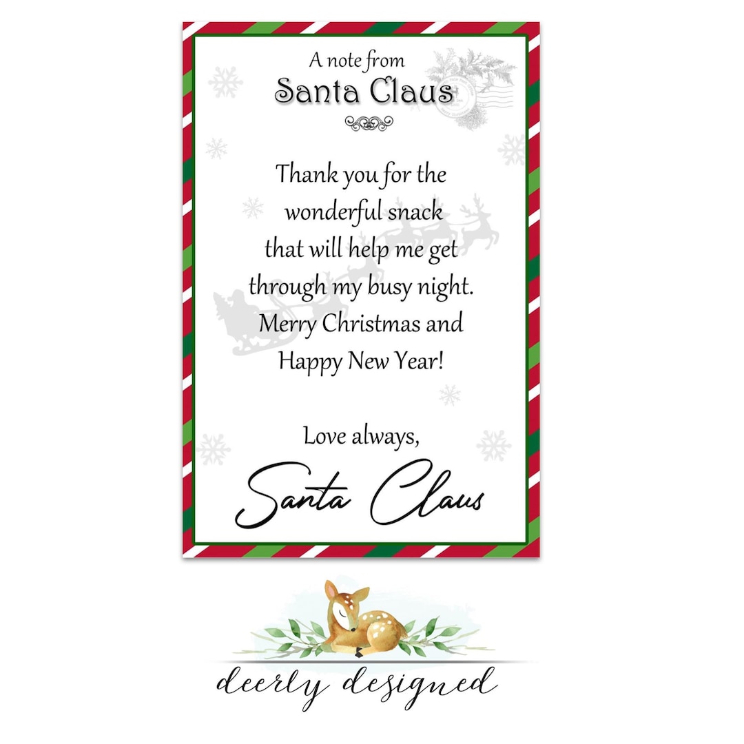 Note From Santa Letter From Santa Thank You From Santa Thank You Note ...