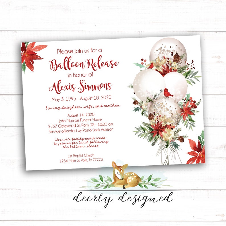 Christmas Balloon Release Invitation Announcement | Balloon Memorial ...