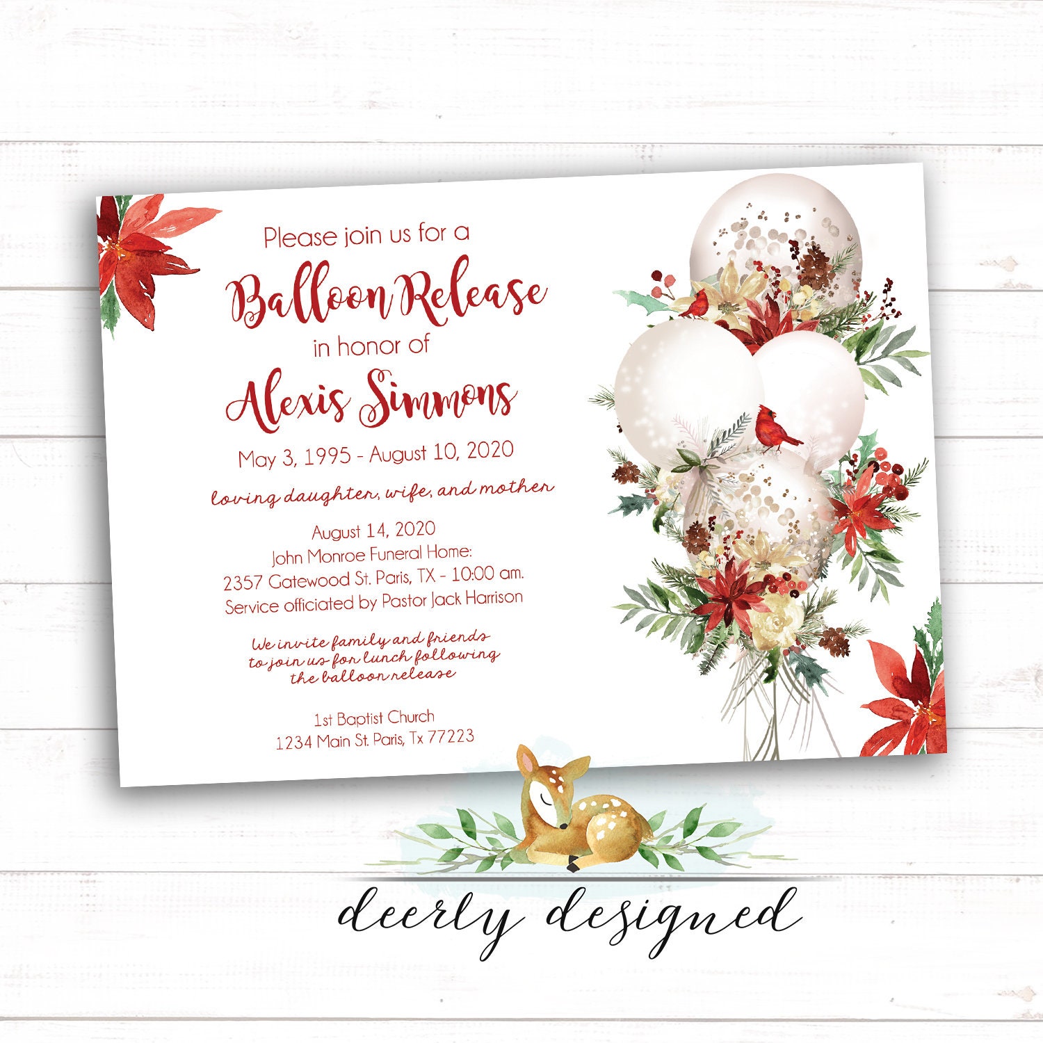 Christmas Balloon Release Invitation Announcement | Balloon Memorial ...