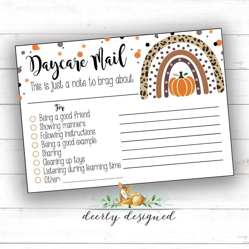 Fall Daycare Mail - Thanksgiving Pumpkin Daycare Mail - Home Daycare ...