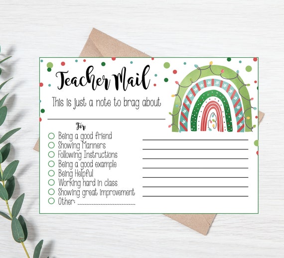 Christmas Teacher Mail Note From the Teacher Teacher - Etsy