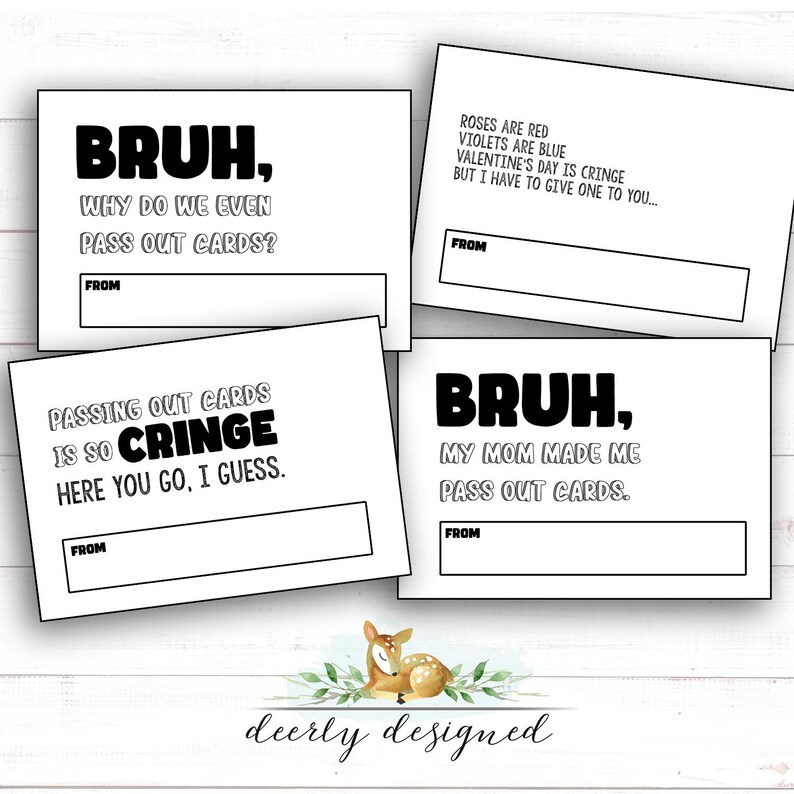 Funny Preteen Slang Valentine Cards - Bruh Cringe Valentine Cards ...