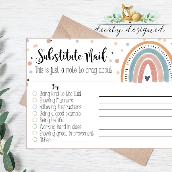 Sub Teacher Report - Etsy