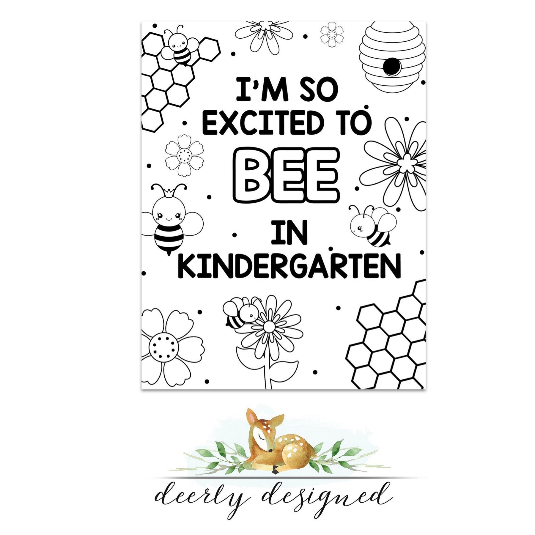 Kindergarten Coloring Page BEE so Excited to Bee in Kindergarten ...