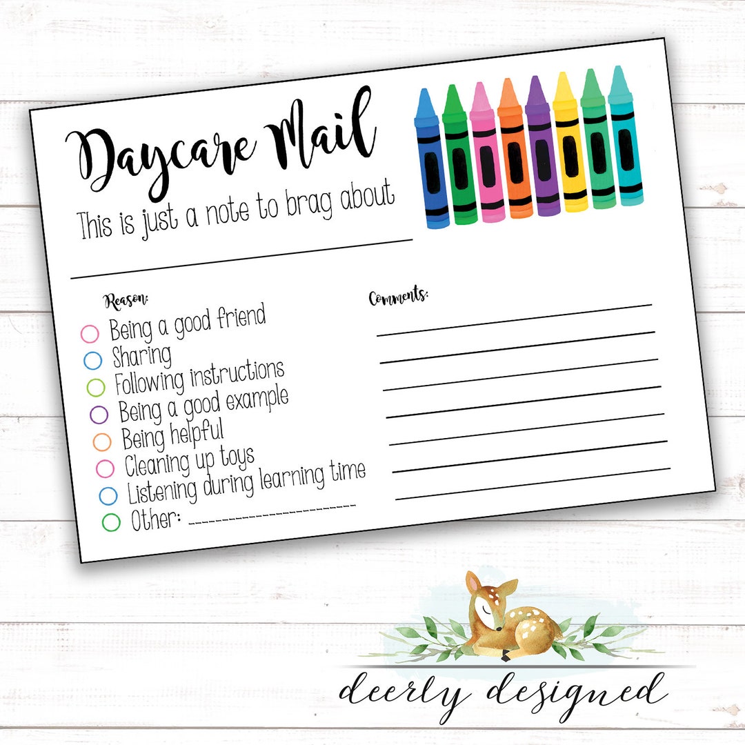 Daycare Mail - Note From Daycare Teacher - Homeschool - Preschool ...