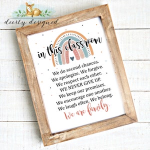 Boho Rainbow Classroom Decor Motivational Sign - Classroom Bulletin ...