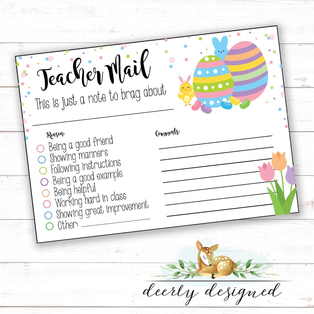 Spring Easter Teacher Mail - Teacher Report - Note From Teacher ...