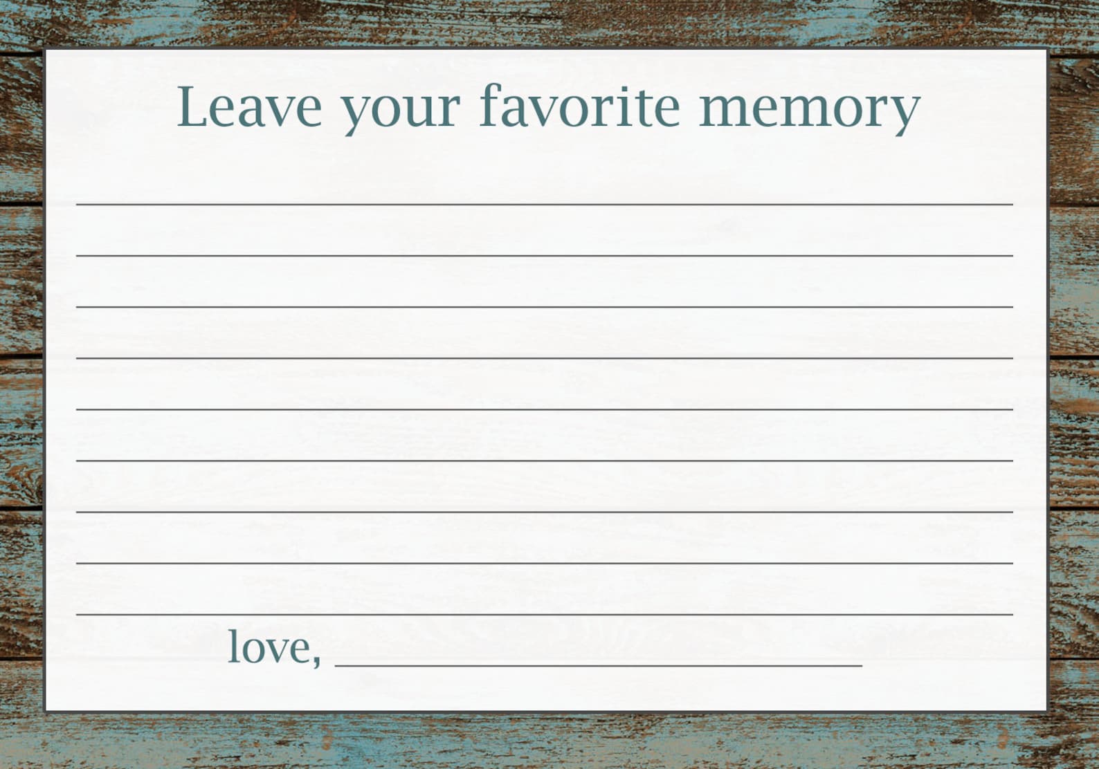 Leave A Memory Funeral Memory Card Instant Download - Etsy