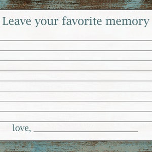 Leave A Memory - Funeral Memory Card - Instant Download Printable ...