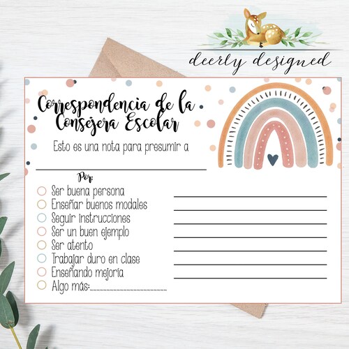 Boho Rainbow School Counselor Note From the Counselor - Etsy