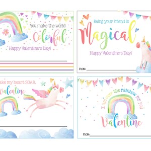 Unicorn and Rainbows Valentine Card Printables - Instant Download ...