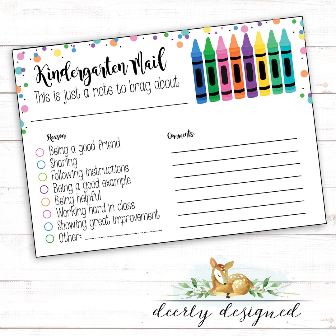 Kindergarten Mail - Praise Note From the Teacher - Teacher Report ...