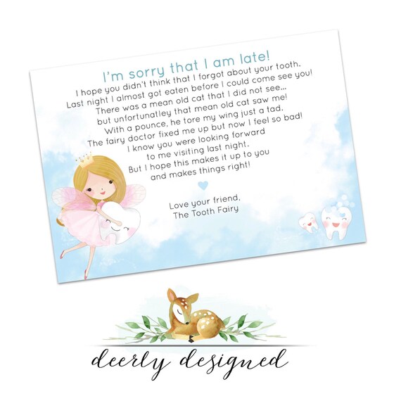 Note From the Tooth Fairy Late Toothfairy Note Letter From | Etsy