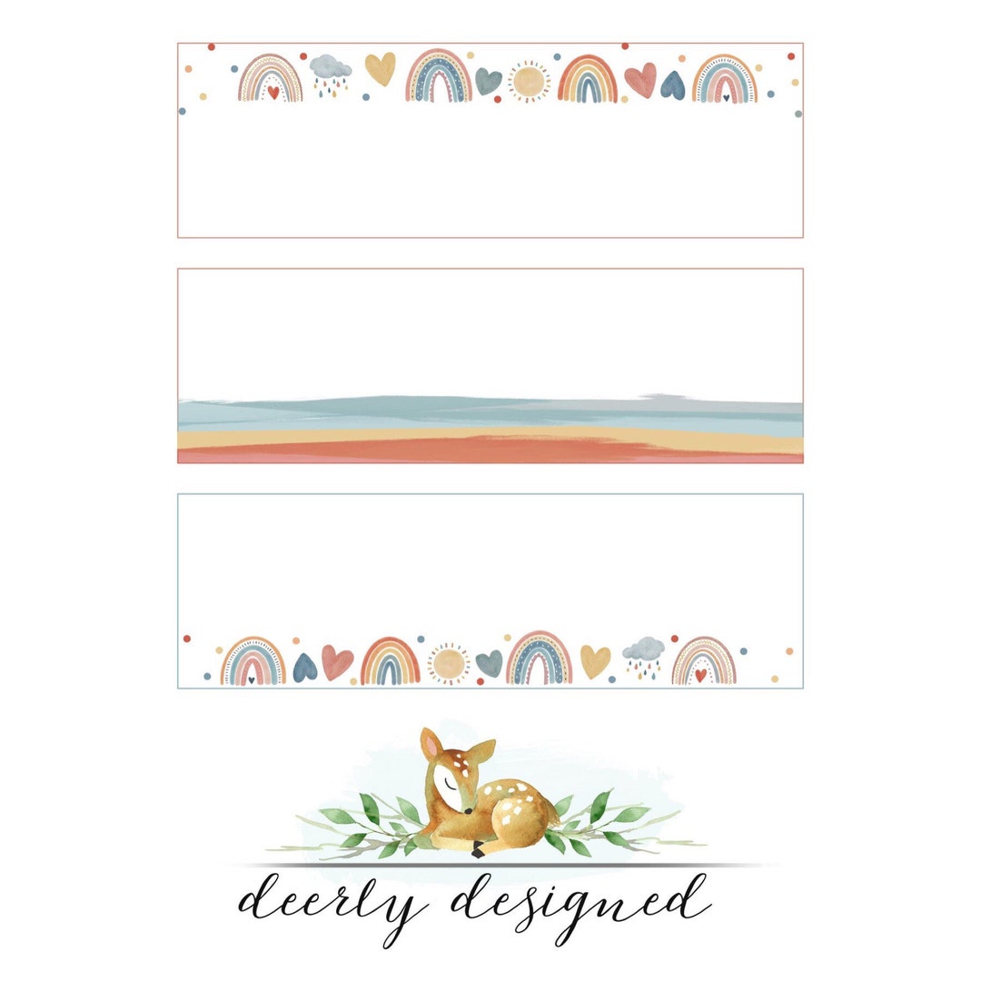 Boho Neutral Rainbows Name Strip Desk Name Tag Strip - Etsy