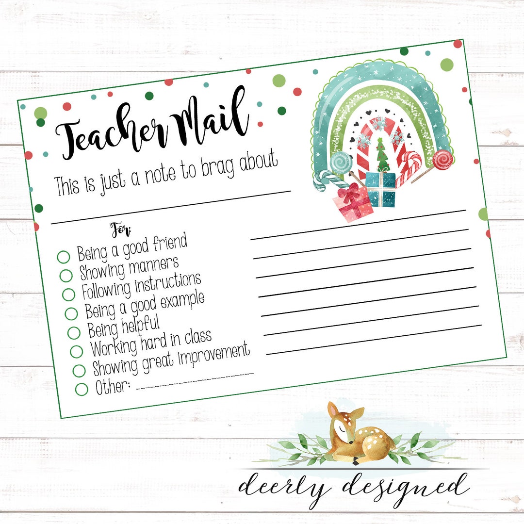 Christmas Teacher Mail Rainbow - Note From the Teacher - Teacher Report ...