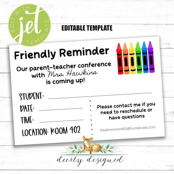 Plantilla De Recordatorio Para La Reunión De Padres Y Maestros