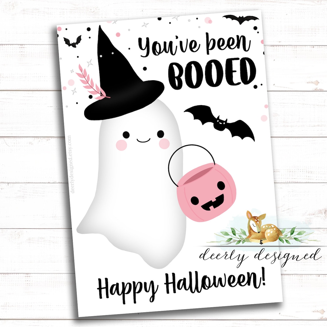 Cute Pink and Black Simple Girly Booed Basket Sign - You've Been Booed ...