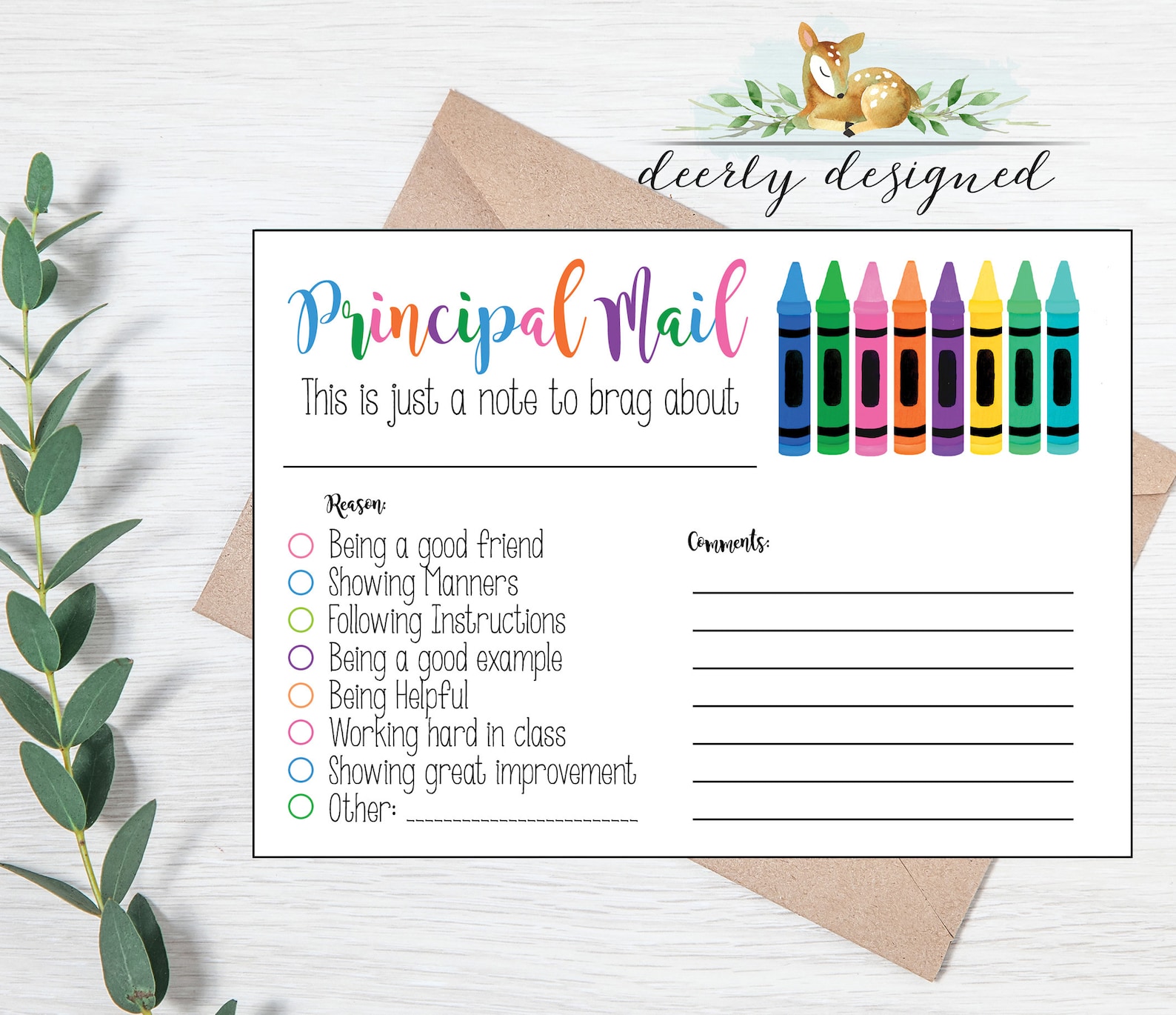 Colorful Principal Printable Note From Principal From - Etsy