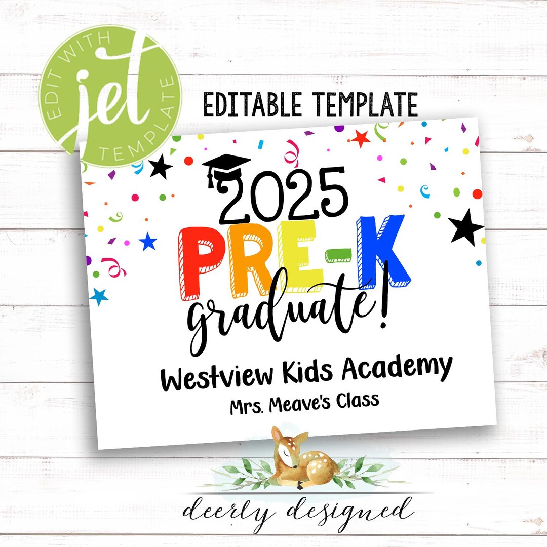 Editable 2025 Pre-k Grad Sign: Photo Prop Template (8.5x11) - Etsy