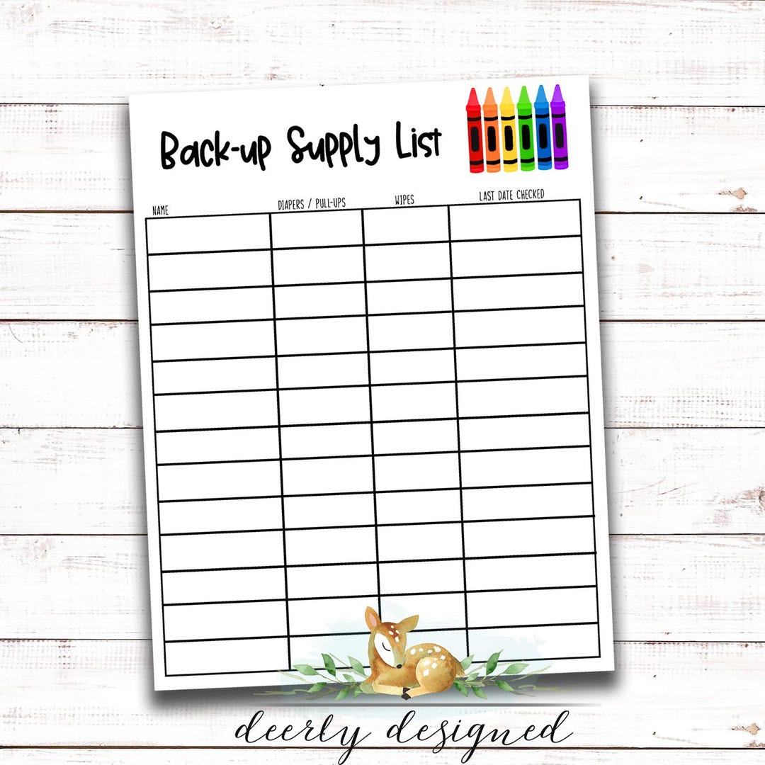Daycare Back up Supply List - Home Daycare - Mother's Day Out Program ...