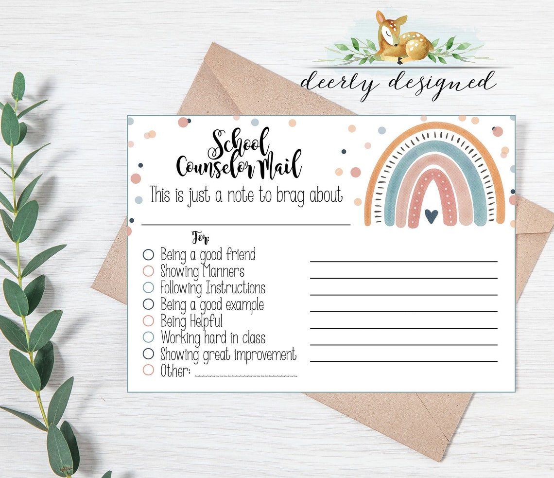 Boho Rainbow School Counselor Note From the Counselor - Etsy