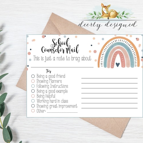 Boho Rainbow School Counselor Note From the Counselor - Etsy