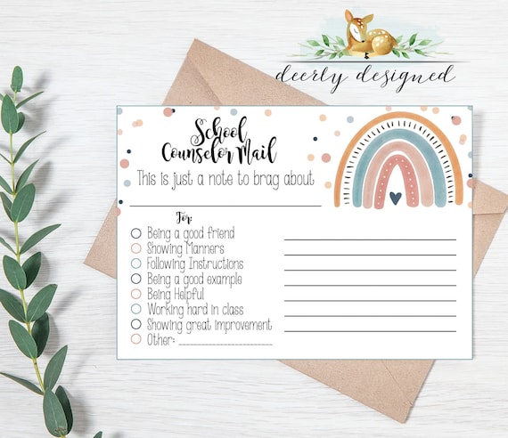 Boho Rainbow School Counselor Note From the Counselor - Etsy