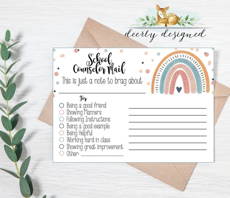 Boho Rainbow School Counselor Note From the Counselor - Etsy